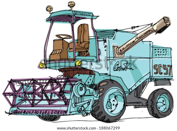 Combine Harvester Cartoon Stock Vector (Royalty Free) 188067299 ...