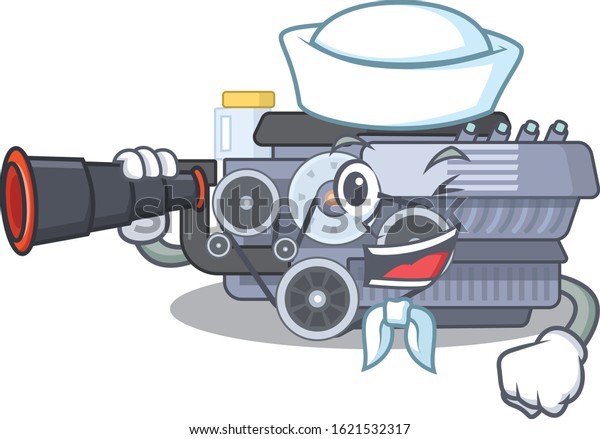 Combustion Engine Cartoon Happy Sailor Style Stock Vector (Royalty Free ...