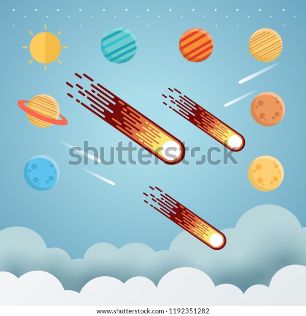 Comet Flying Over Earth Start Concept Stock Vector (Royalty Free ...