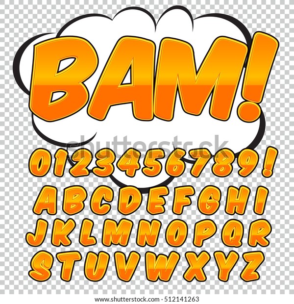 Comic Alphabet Set Letters Numbers Figures Stock Vector (Royalty Free ...