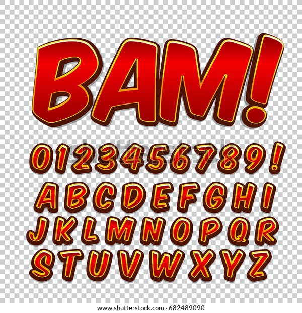Comic Alphabet Set Letters Numbers Figures Stock Vector (Royalty Free ...