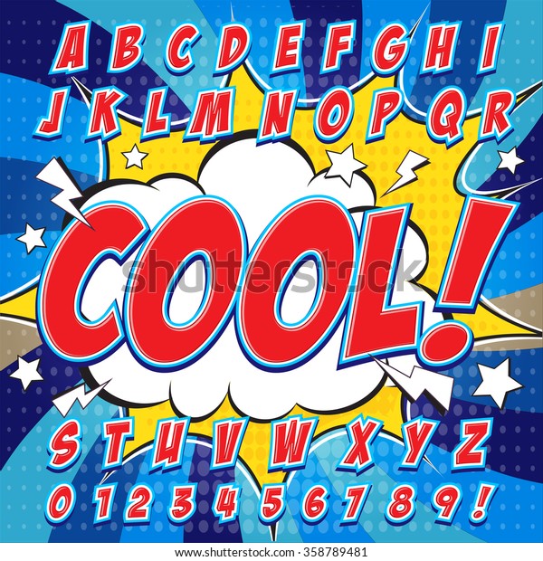 Comic Alphabet Set Light Color Version: vector de stock (libre de ...