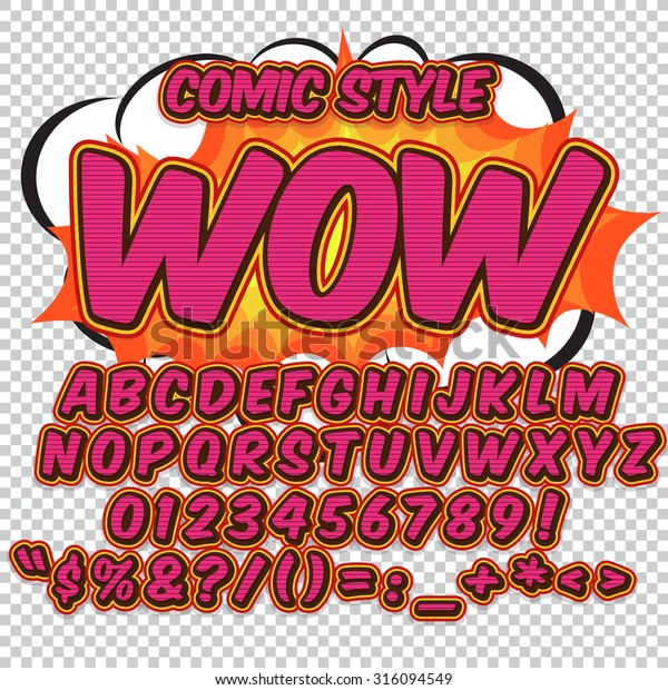 Comic Alphabet Set Pink Halftone Color Stock Vector (Royalty Free ...
