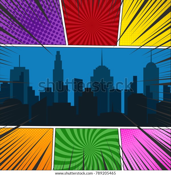 Comic Book Page Template Night Cityscape Stock Vector (Royalty Free ...