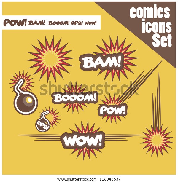 Comic Book Style Bombs Boom Bam Stock Vector (Royalty Free) 116043637