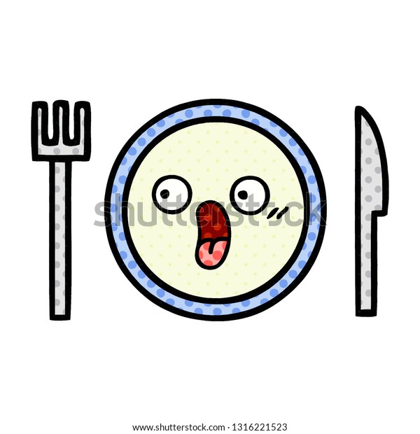 Comic Book Style Cartoon Dinner Plate Stock Vector (Royalty Free ...