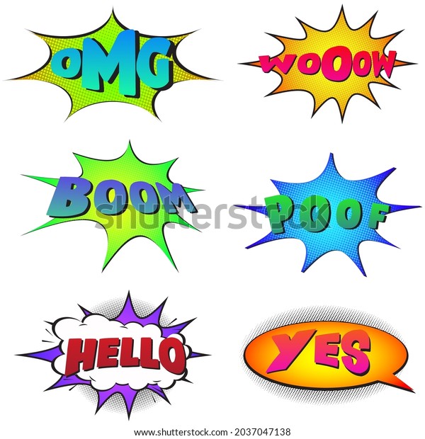 Comic Burst Balloons Cartoon Icon Illustrations Stock Vector (Royalty ...