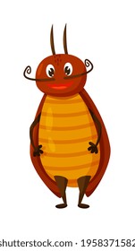 Comic Cartoon Cockroach Mascot Isolated On Stock Vector (Royalty Free ...