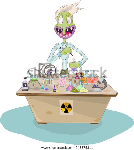 Comic Chemist Illustration Illustration Hand Drawn Stock Vector ...