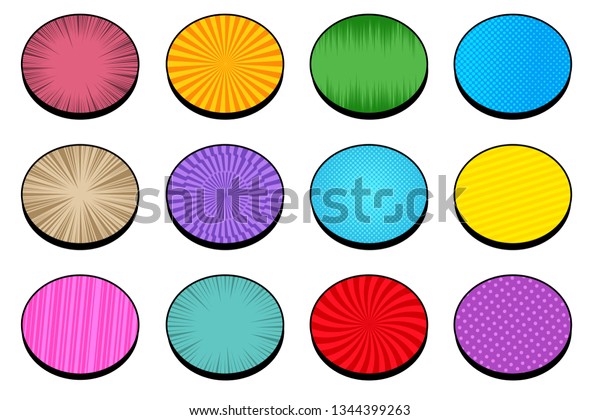 Comic Circles Bright Collection Radial Slanted Stock Vector (Royalty ...