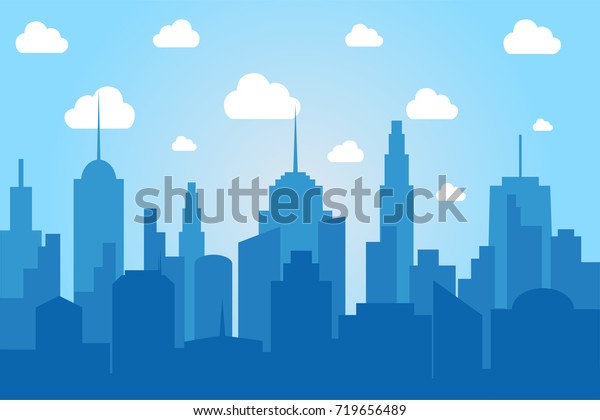 Comic Cityscape Light Background Buildings Silhouette Stock Vector ...