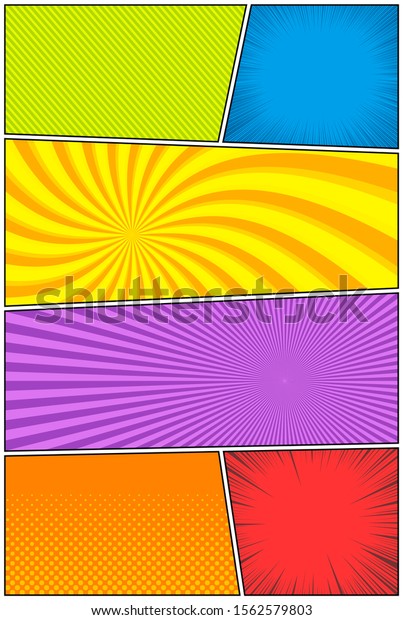 Comic Colorful Vertical Background Radial Rays Stock Vector (Royalty ...