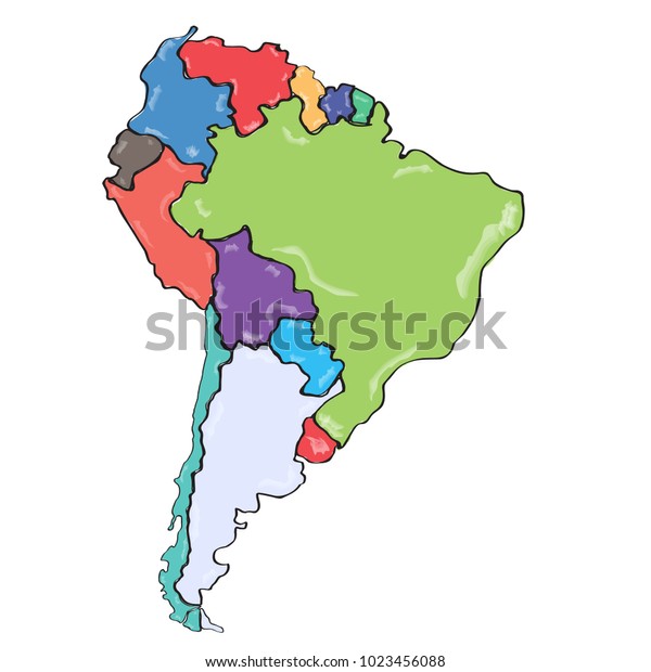 Comic Drawing Political Map South America: เวกเตอร์สต็อก (ปลอดค่า ...