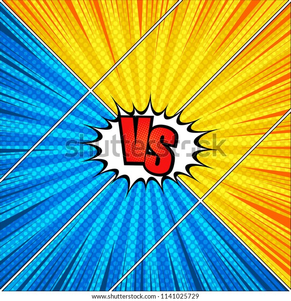 Comic duel and fight diagonal concept with two opposite sides white ...