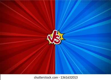 Vektor Stok Comic Fighting Cartoon Backgroundblue Vs Red (Tanpa Royalti ...
