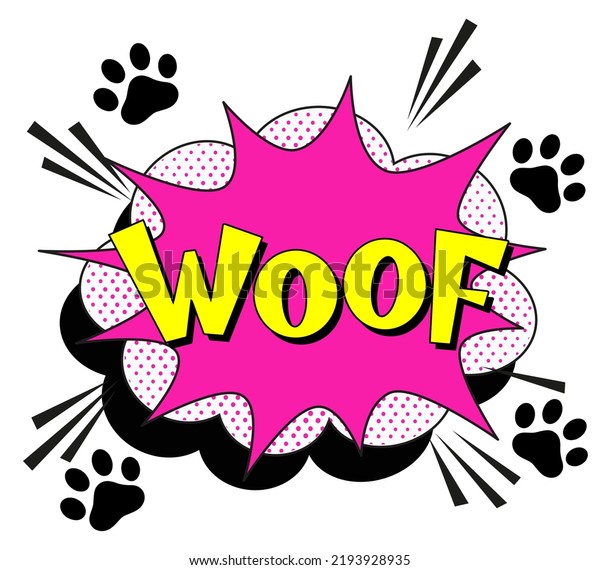 Comic Lettering Woof Vector Bright Cartoon Stock Vector (Royalty Free ...