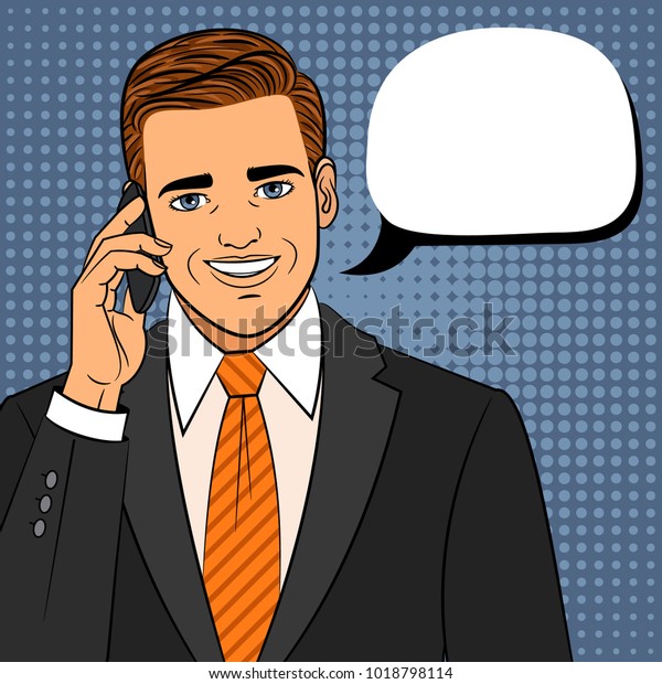 Comic Man Phone Retro Pop Art Stock Vector (Royalty Free) 1018798114 ...