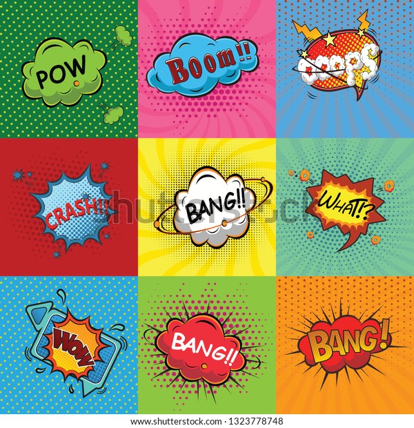 Comic Pop Art Style Layout Template 스톡 벡터(로열티 프리) 1323778748 | Shutterstock