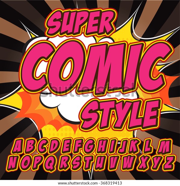 Comic Retro Alphabet Set Pink Color Stock Vector (Royalty Free ...