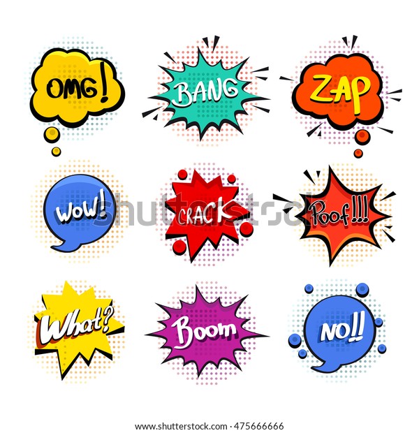 Comic Sound Effects Pop Art Vector: stockvector (rechtenvrij) 475666666 ...