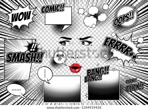 Comic Style Female Faces Pop Art Stock Vector (Royalty Free) 1344919436 ...