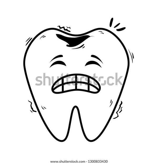 Comic Tooth Sad Kawaii Character Stock Vector (Royalty Free) 1300833430 ...