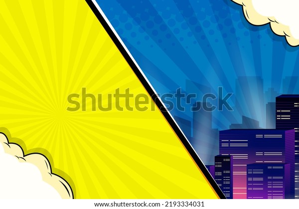 Comic Versus Yellow Blue City Illustration Stock Vector (Royalty Free ...