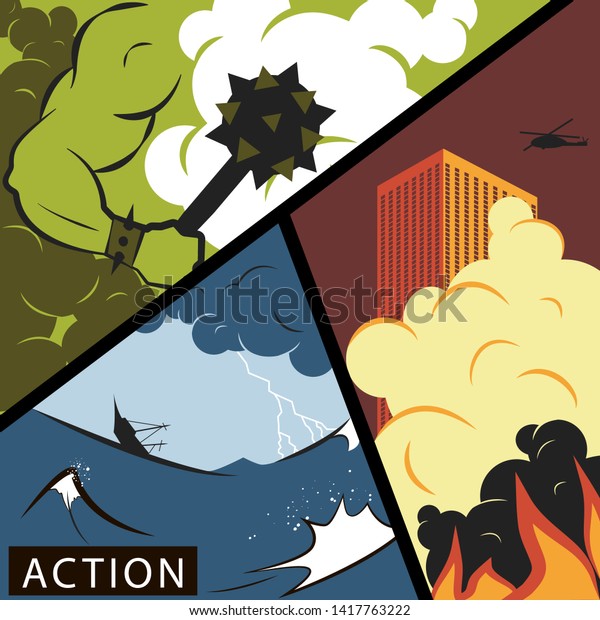 Comic Wars Action Movie Poster Concept: เวกเตอร์สต็อก (ปลอดค่าลิขสิทธิ์ ...