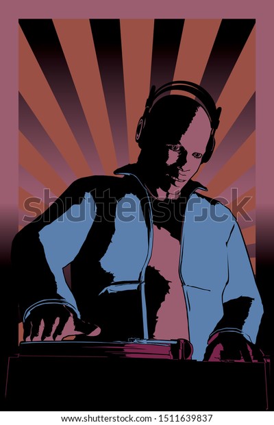 Comicbook Style Vector Illustration Dj Working Stock Vector (Royalty ...