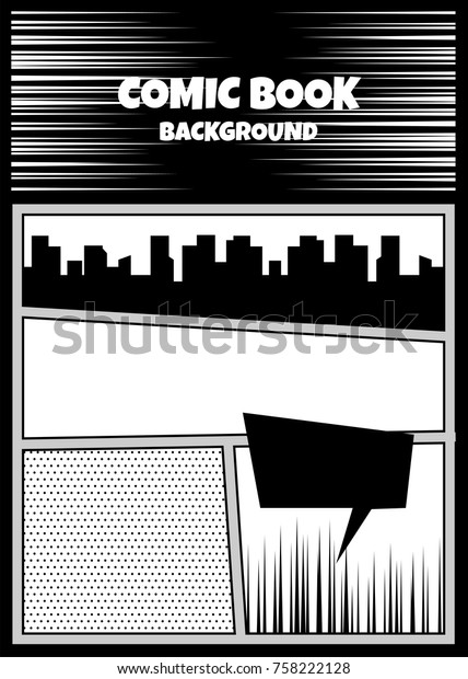 Comics Book Monochrome Template Background Pop Stock Vector (Royalty ...