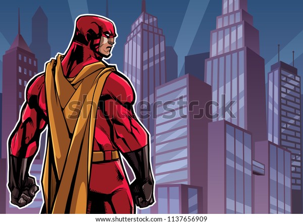Comics Style Illustration Powerful Superhero Standing Stock Vector ...
