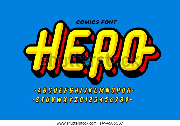 Comics Super Hero Style Font Design Stock Vector (Royalty Free) 1494605537