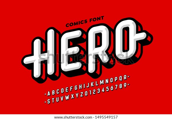 Comics Super Hero Style Font Design Stock Vector (Royalty Free) 1495549157