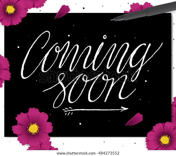 Coming Soon Card Hand Drawn Lettering: vector de stock (libre de ...