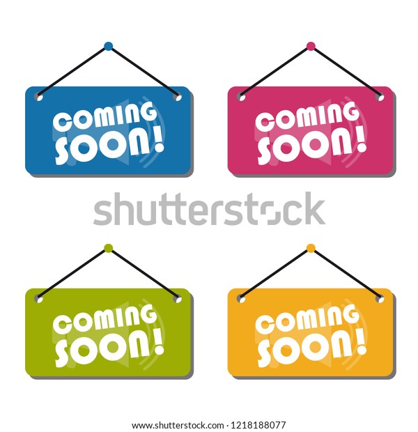 Coming Soon Hanging Sign Set Vector Stock Vector (Royalty Free ...