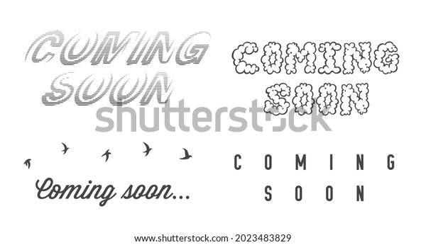 Coming Soon Lettering Four Different Lettering Stock Vector (Royalty ...