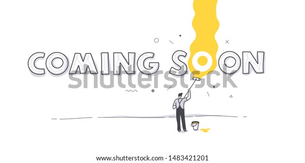 Coming Soon Page Concept Man Painting Stock Vector (Royalty Free ...