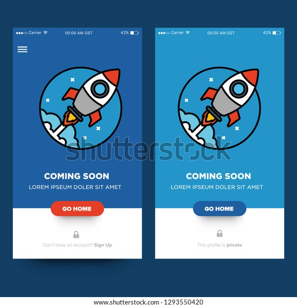 Coming Soon Page Design App Interface Stock Vector (Royalty Free ...