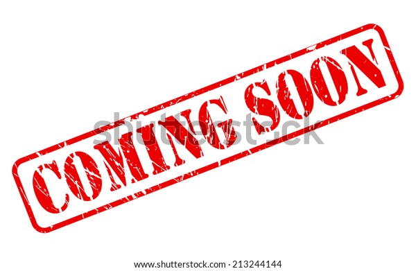 Coming soon red stamp text on white
