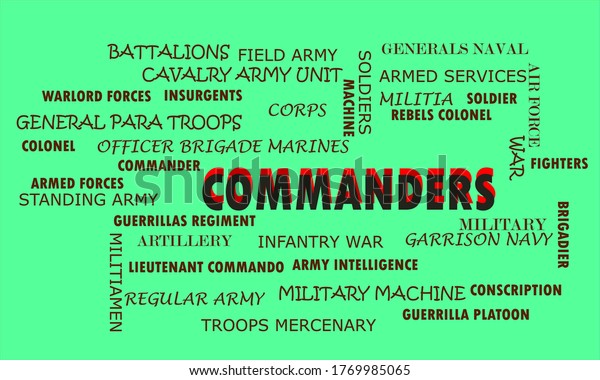 Commanders Word Displayed Green Color Red Stock Vector (Royalty Free ...