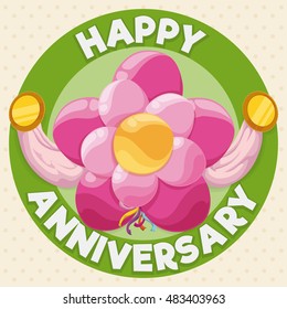 Commemorative Anniversary Rounded Button Decorated Colorful Stock ...