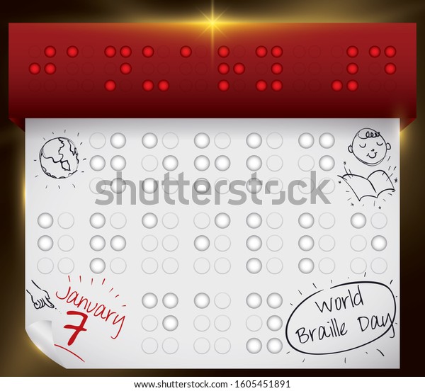 Commemorative Design World Braille Day Calendar Stock Vector (Royalty ...