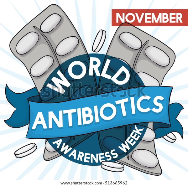 Commemorative Poster World Antibiotic Awareness Week Stock Vector