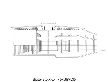 Commercial Building Structure Architecture Abstract Drawing Stock ...