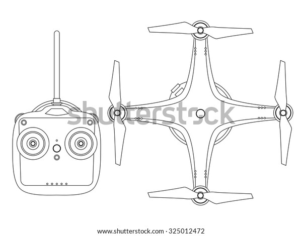 Commercial Drone Radio Controller Outline Style Stock Vector (Royalty ...