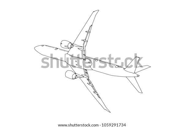 Commercial Plane Outline Flying Sky Vector Stock Vector (Royalty Free ...