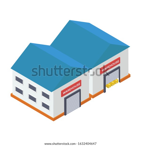 Commercial Warehouse Building Isometric Vector Parcel Stock Vector ...