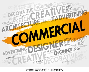 Commercial Word Cloud Creative Business Concept Stock Vector (Royalty ...