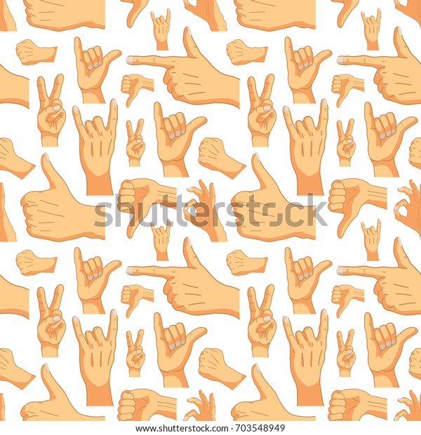 Common Cartoon Hand Signs On White Stock Vector (Royalty Free ...