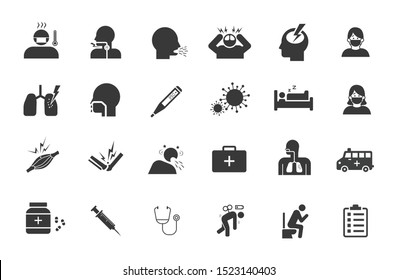 Common Cold Flu Symptoms Icon Set Stock Vector (Royalty Free ...